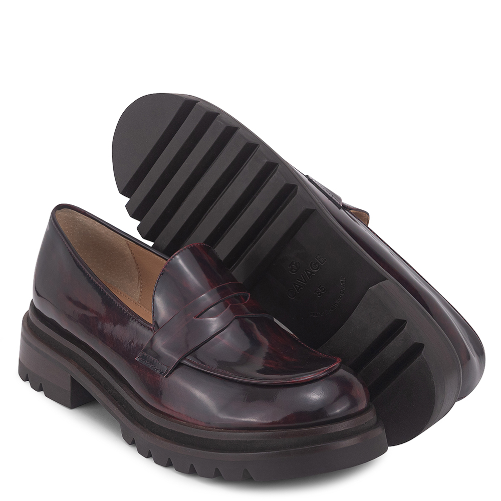 Mocassim Romeo Verniz Manchado Burgundy