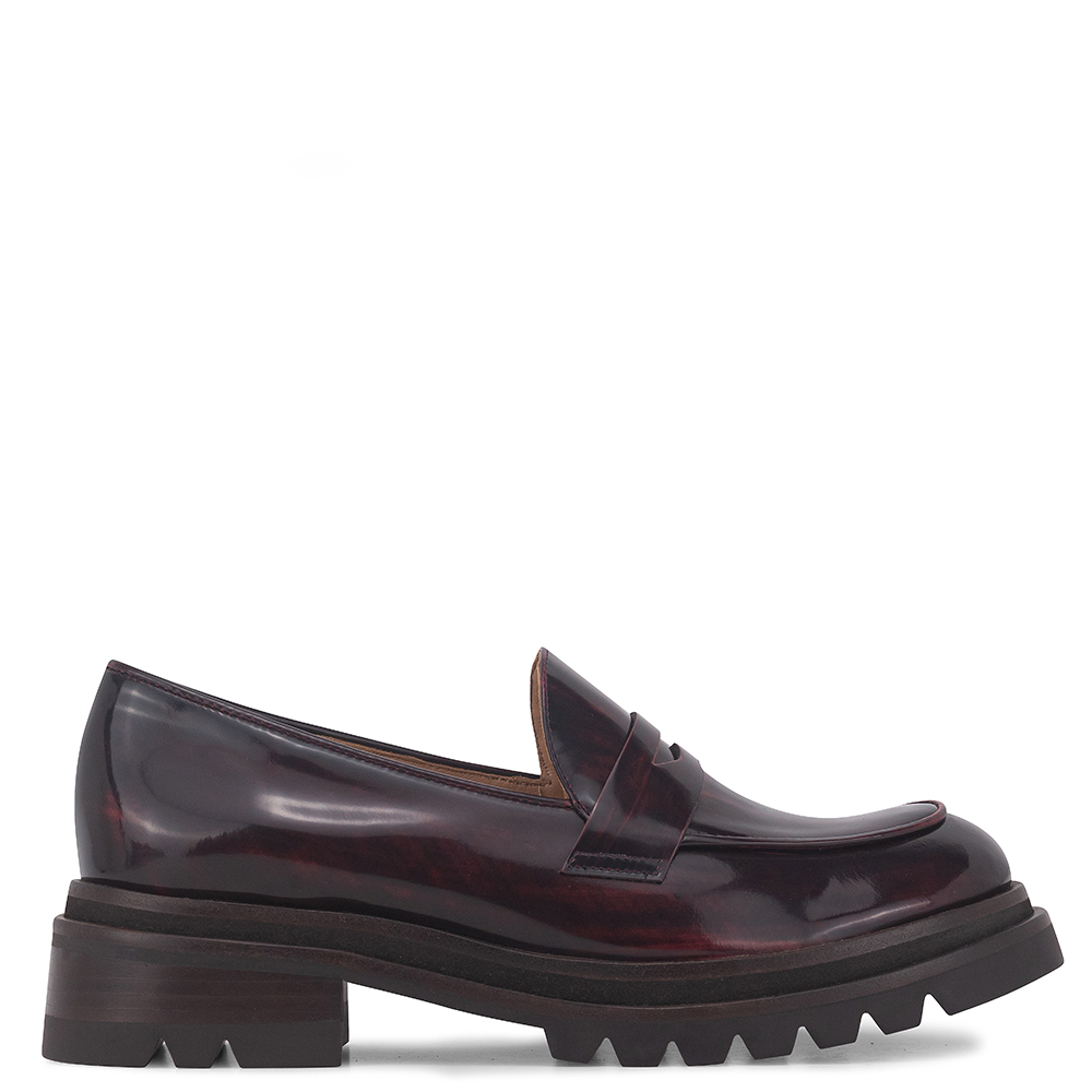 Mocassim Romeo Verniz Manchado Burgundy